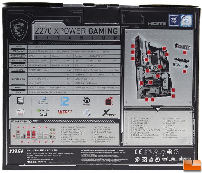 MSI Z270 XPower Gaming Titanium Motherboard Review - Legit Reviews